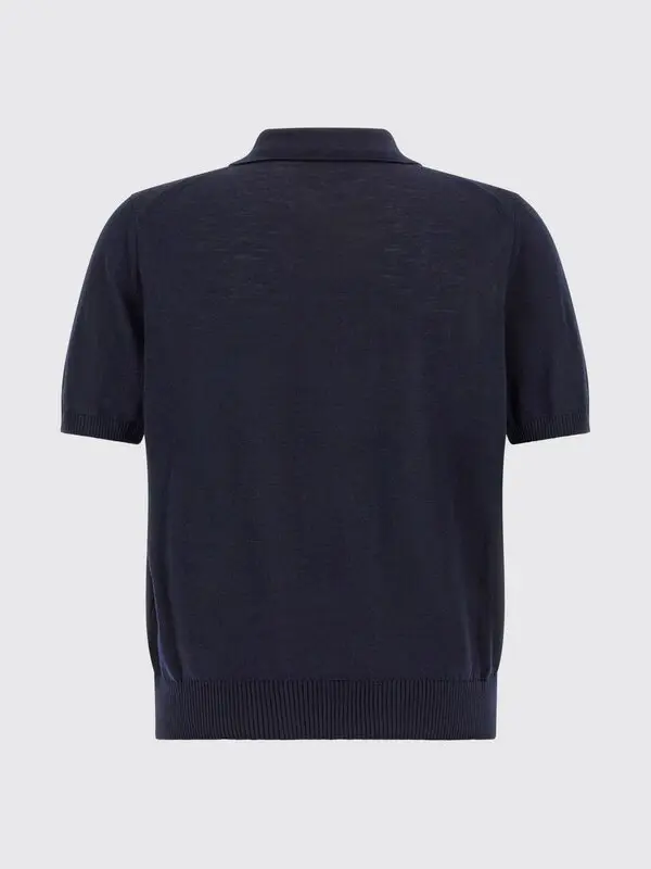BOSS Virgin Wool Knit Polo Shirt With V-neck And Short Sleeves - Blue