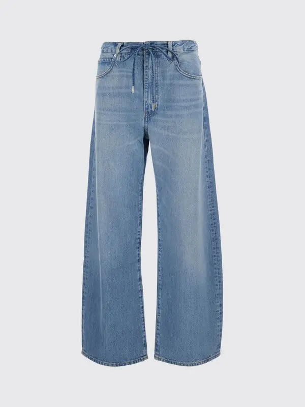 FRAME The Off Duty Baggy Cotton Denim Jeans With Drawstring Waist - Blue