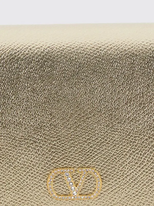 Valentino Garavani Vlogo Signature Leather Mini Bag With Rhinestones - Gold