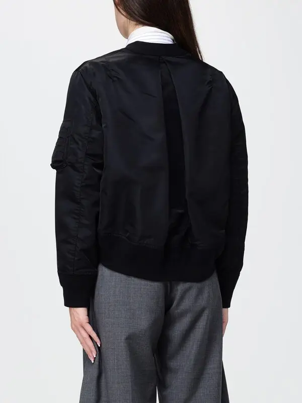 Sacai Bi-colour Cotton And Nylon Cardigan - Black