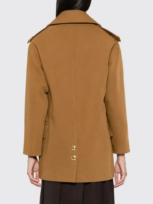 Elisabetta Franchi Double-breasted Knee-length Coat With Metallic Buttons - Brown
