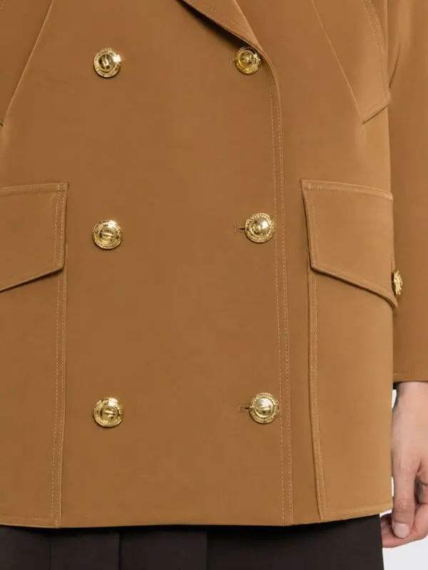 Elisabetta Franchi Double-breasted Knee-length Coat With Metallic Buttons - Brown