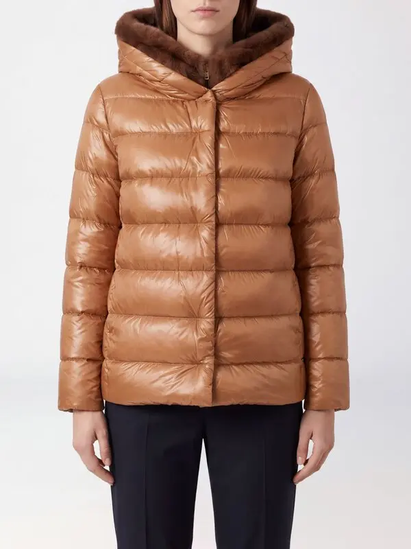 Herno Water-repellent Nylon Down Jacket With Shearling Hood