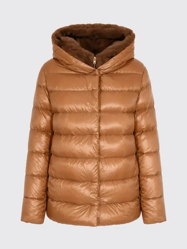 Herno Water-repellent Nylon Down Jacket With Shearling Hood