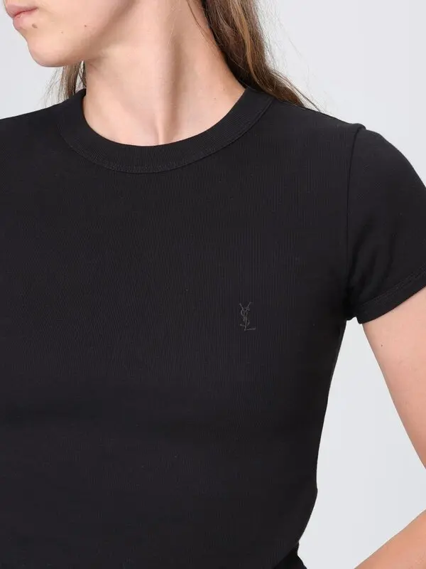Saint Laurent Slim Fit Cotton T-shirt With Monogram