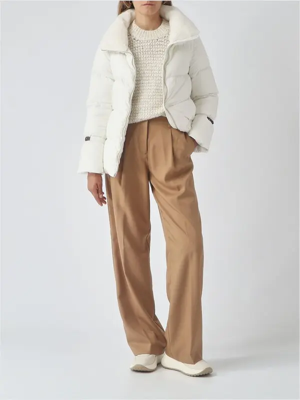 Herno Quilted Ultra-light Nylon Down Jacket With Fur Collar - White