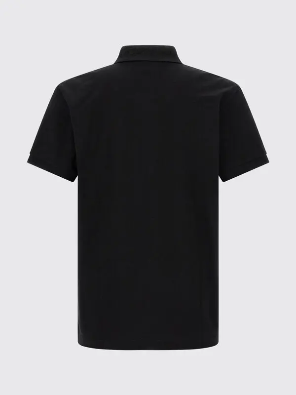 BOSS Short-sleeved Cotton Polo Shirt With Contrasting Logo - Black