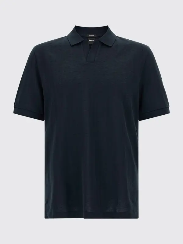 BOSS Short-sleeved Cotton Johnny Collar Polo Shirt