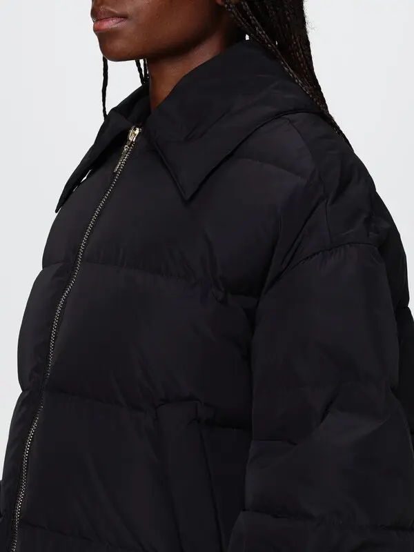 TWINSET Water-repellent Cropped Puffer Jacket With Removable Faux Fur Collar