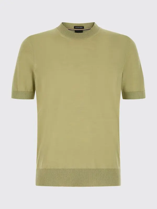 BOSS Short-sleeved Crew Neck Sweater In Pure Virgin Wool - Green