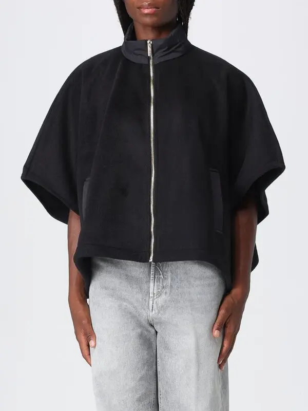 TWINSET Cropped Wool Cloth Cape With High Neck And Zip Closure