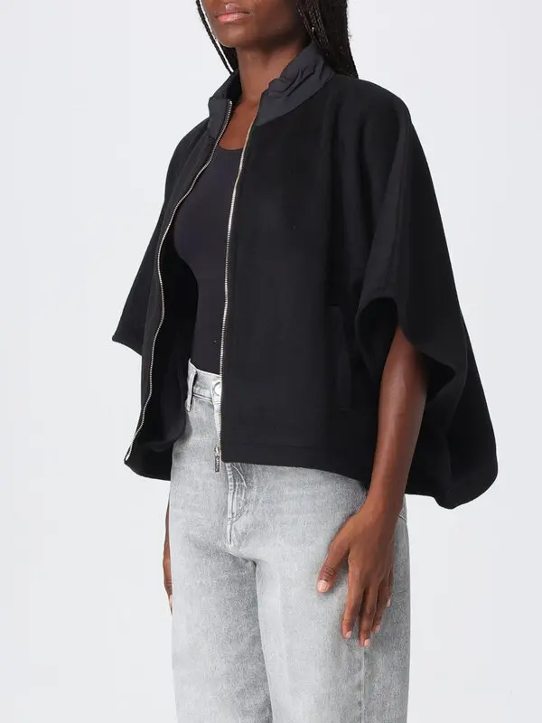 TWINSET Cropped Wool Cloth Cape With High Neck And Zip Closure
