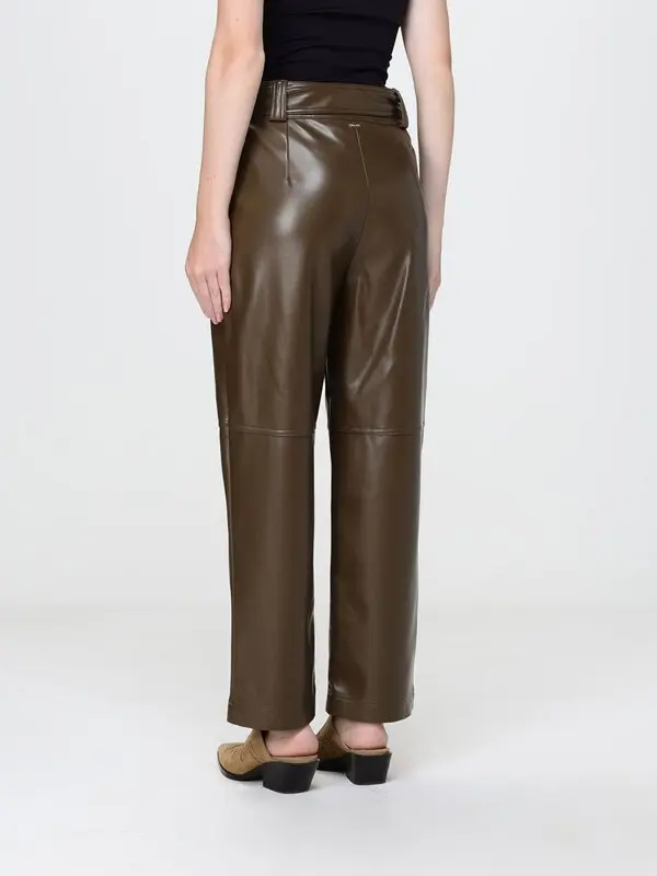 TWINSET High-waisted Straight-leg Cropped Faux Leather Trousers With Belt - Green