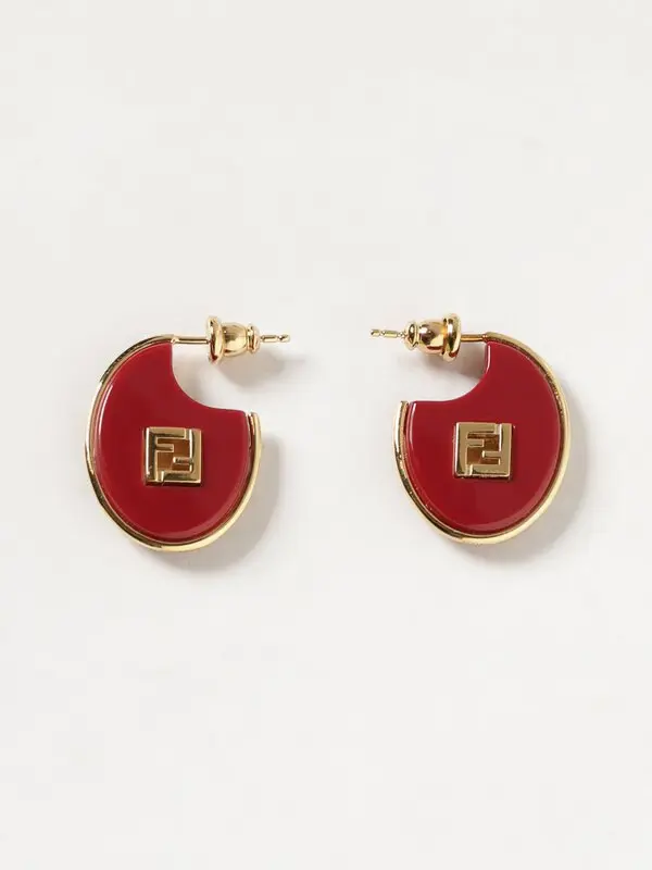 Fendi Resin And Bronze Ff Monogram Pendant Earrings