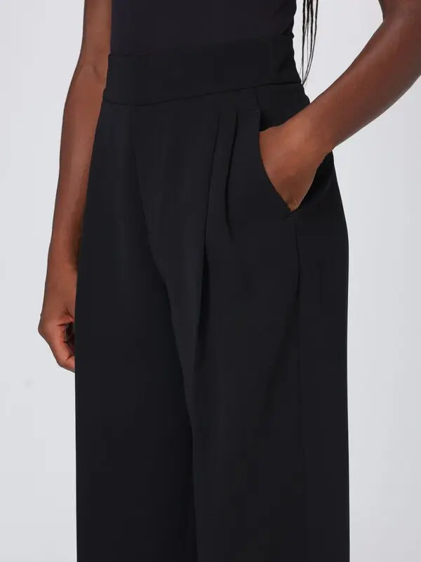 TWINSET High-waisted Wide-leg Crêpe Trousers - Black