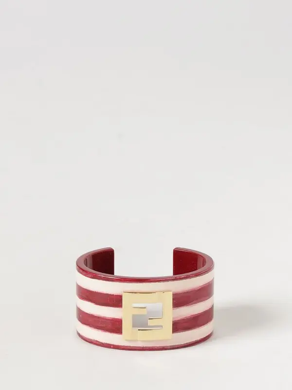 Fendi Resin Bangle Bracelet With Ff Monogram And Stripe Motif