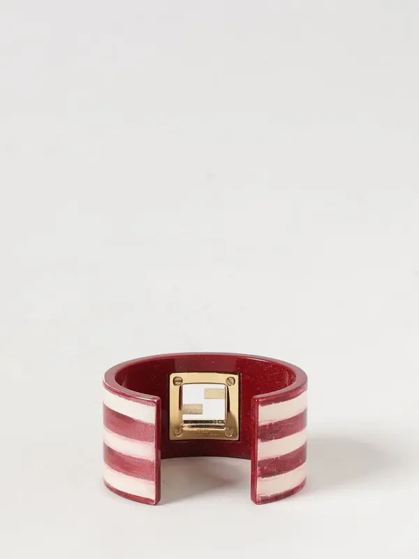 Fendi Resin Bangle Bracelet With Ff Monogram And Stripe Motif