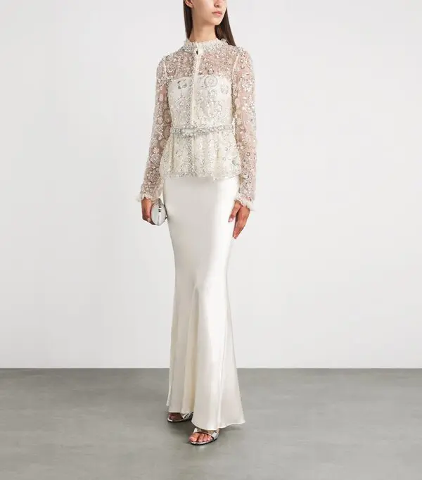 SELF-PORTRAIT Embellished Satin Gown