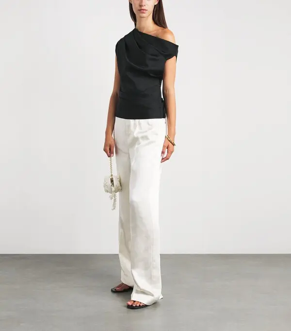 SELF-PORTRAIT Taffeta Off-the-shoulder Blouse