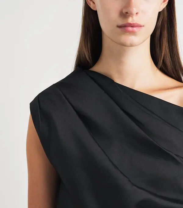 SELF-PORTRAIT Taffeta Off-the-shoulder Blouse