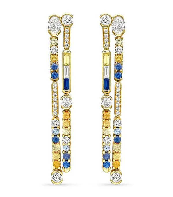 BOODLES Yellow Diamond, Sapphire And Tsavorite Play Of Light Drop Earrings - Gold