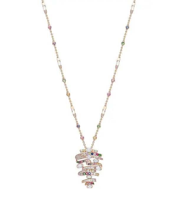 BOODLES Play Of Light Chelsea Pendant Necklace In Rose Gold With Diamonds, Sapphires, And Rubies - Pink