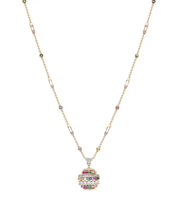 BOODLES Play Of Light Chelsea Pendant Necklace In Rose Gold With Diamonds, Sapphires, Rubies, And Tsavorites - Pink