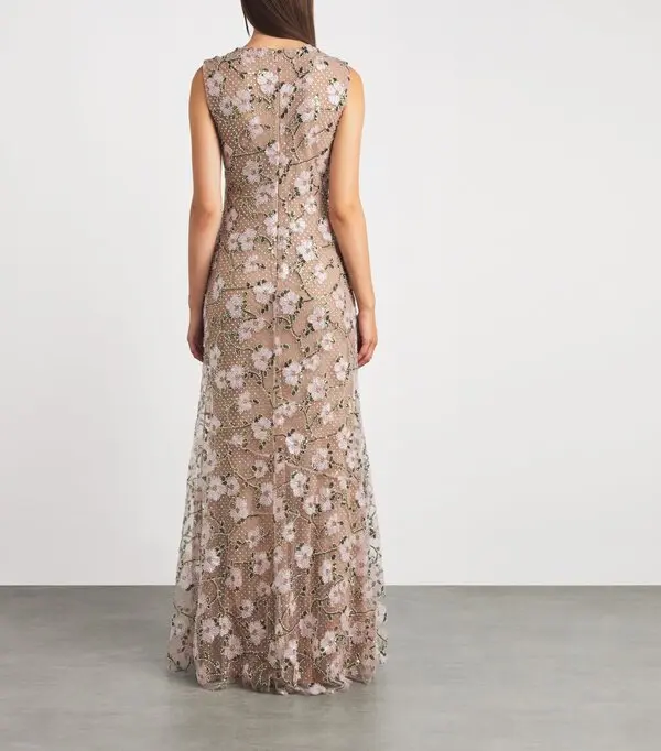 SELF-PORTRAIT Sequin-embellished Rhinestone Maxi Dress