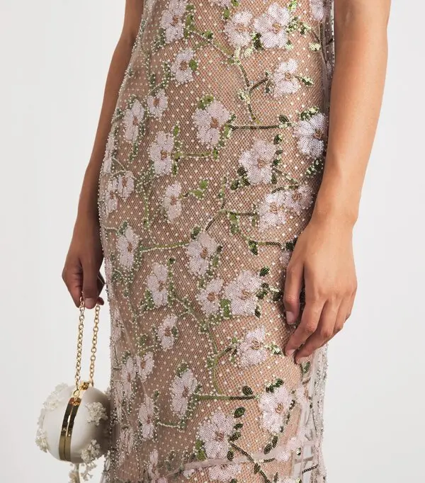 SELF-PORTRAIT Sequin-embellished Rhinestone Maxi Dress
