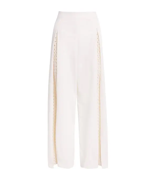 Escvdo Crochet-panel Wide-leg Trousers - Ivory