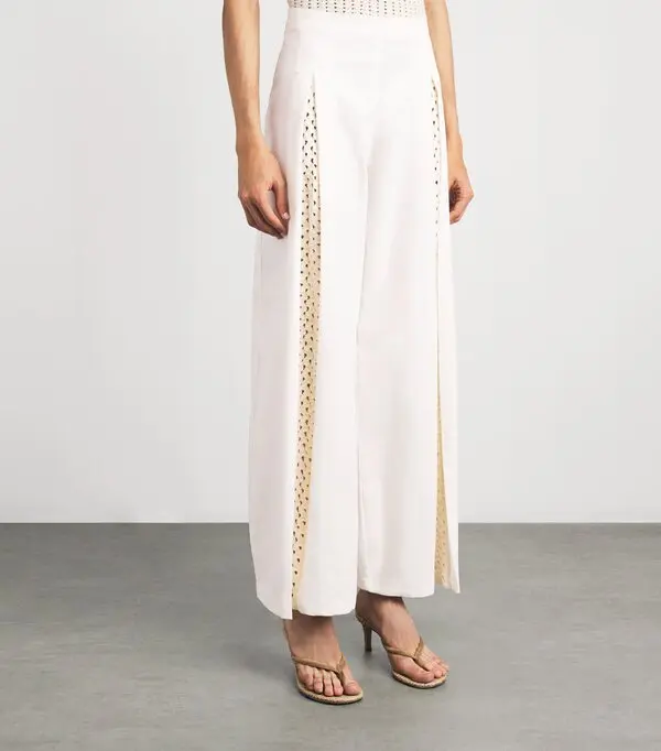 Escvdo Crochet-panel Wide-leg Trousers