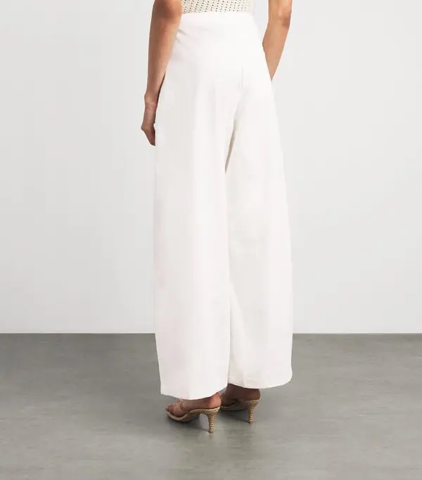 Escvdo Crochet-panel Wide-leg Trousers