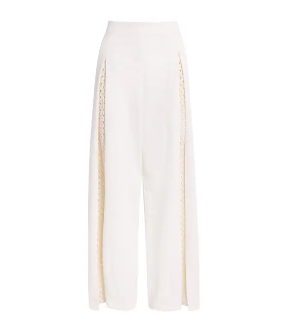 Escvdo Crochet-panel Wide-leg Trousers - Ivory