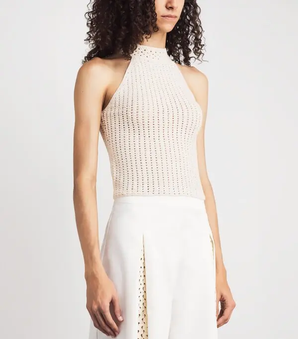 Escvdo Crochet Reflejo Halter Top - Ivory