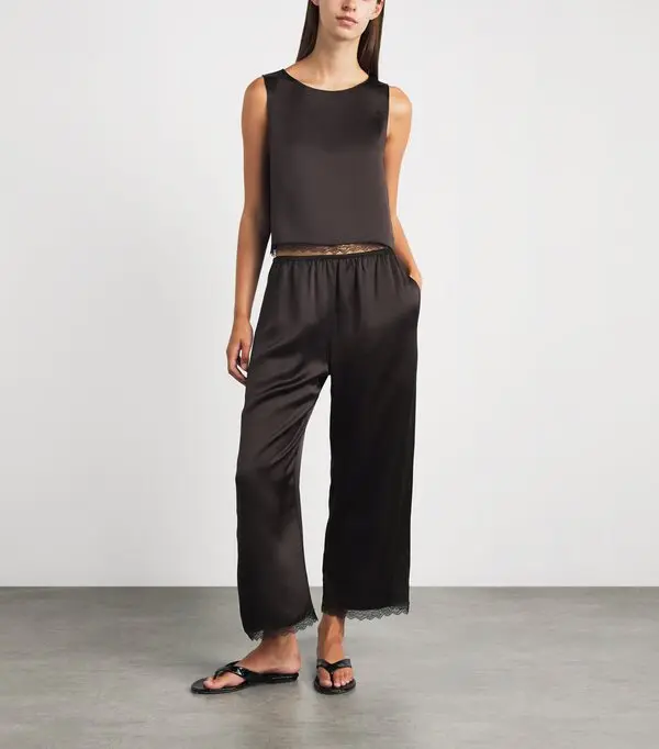 LESET Lace-trim Barb Tank Top