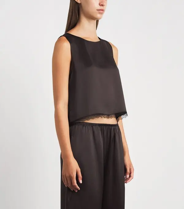 LESET Lace-trim Barb Tank Top