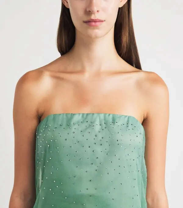 Staud Embellished Organza Maxi Dress - Green