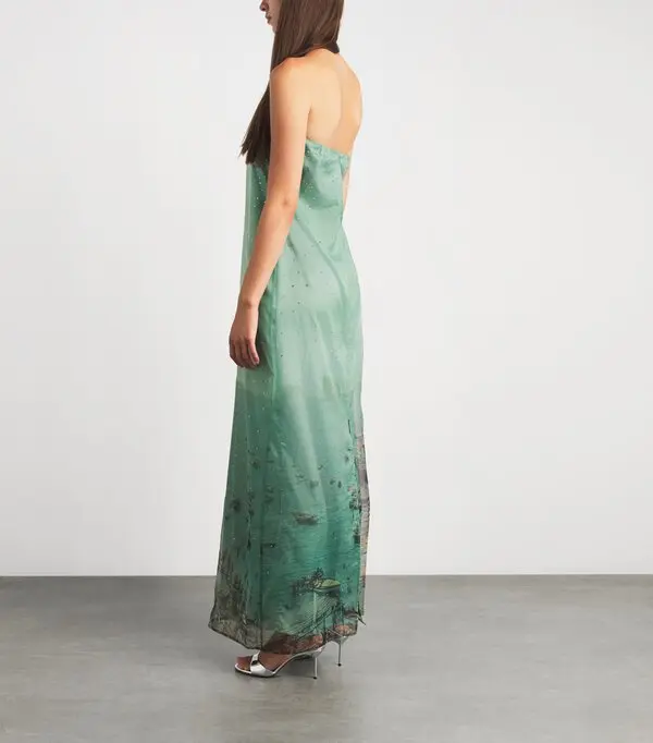Staud Embellished Organza Maxi Dress - Green