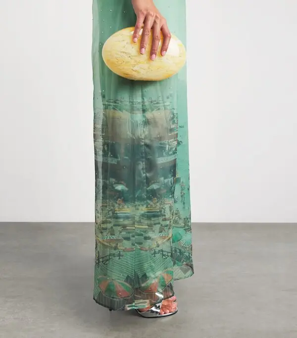Staud Embellished Organza Maxi Dress - Green