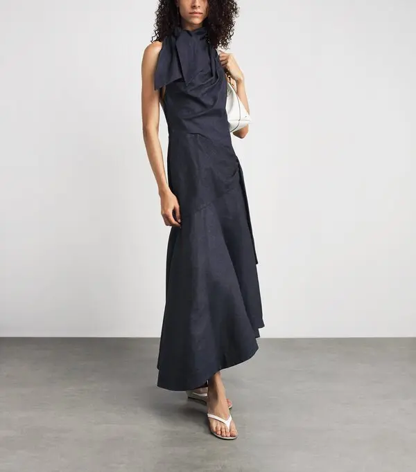 Zimmermann Valiant Draped Denim Maxi Dress