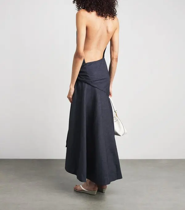 Zimmermann Valiant Draped Denim Maxi Dress