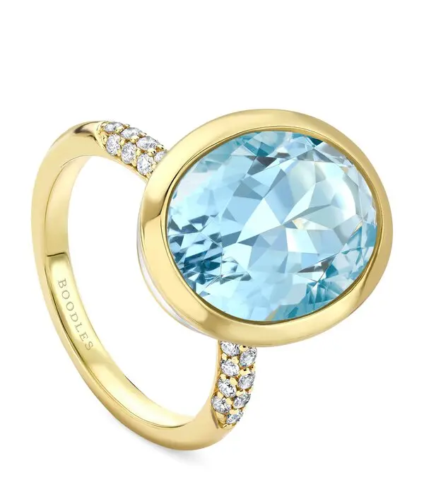 BOODLES Yellow Diamond And Aquamarine Dolce Vita Oval Ring - Gold