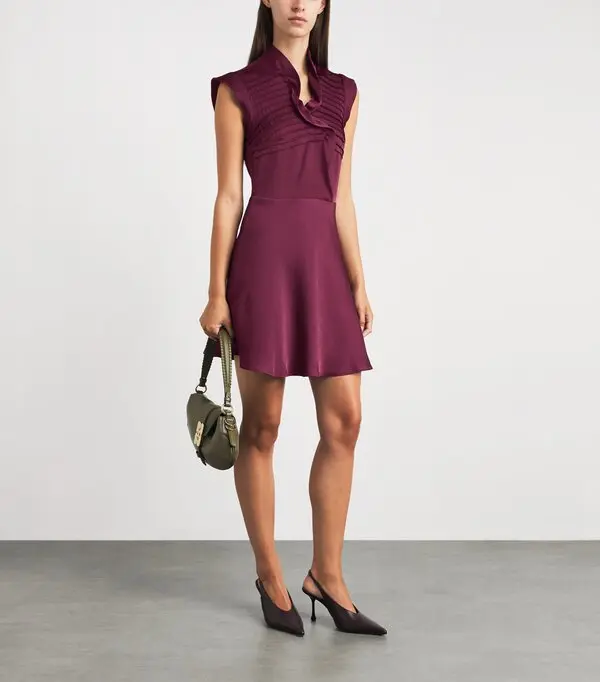 Claudie Pierlot Satin Ruffled Mini Dress