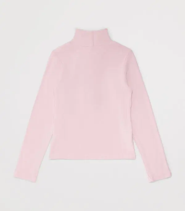 Monnalisa Ribbed Ruffle Rollneck Top