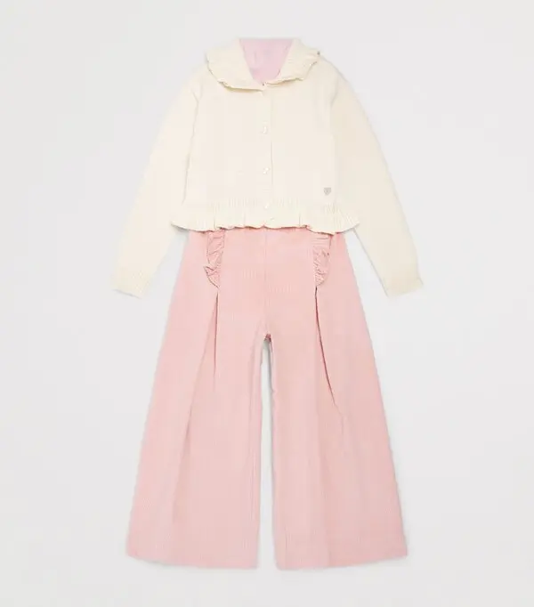 Monnalisa Ribbed Ruffle Rollneck Top