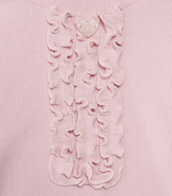 Monnalisa Ribbed Ruffle Rollneck Top
