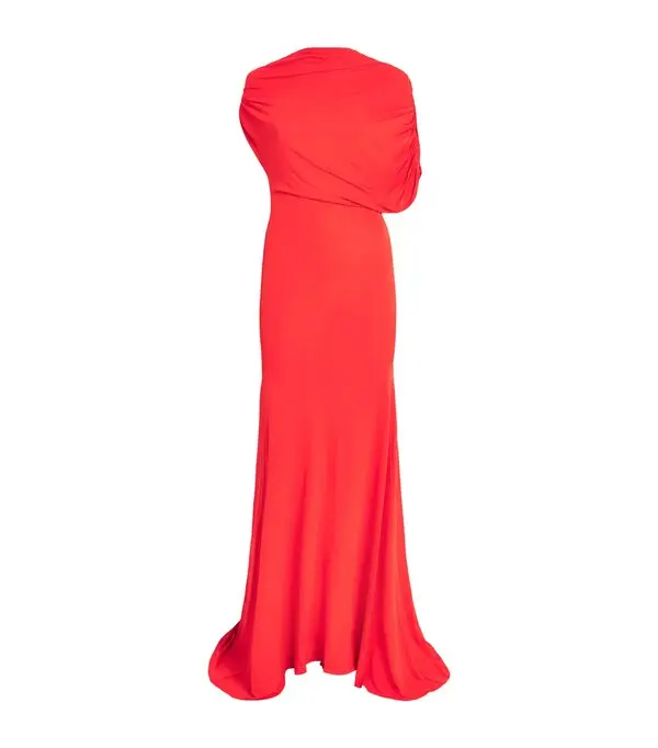 Alex Perry Jersey Draped Gown - Red