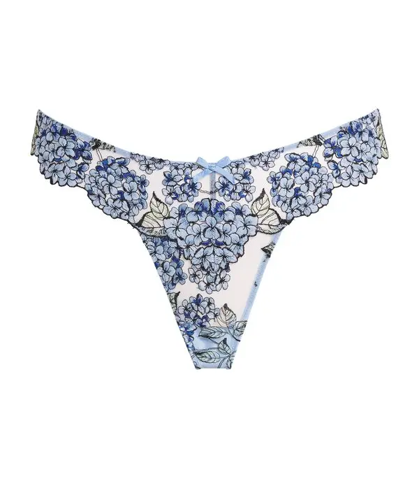 FLEUR DU MAL Embroidered Hydrangea Thong