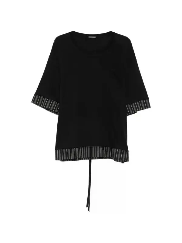 ANN DEMEULEMEESTER Striped-trim Rear-tie T-shirt - Black