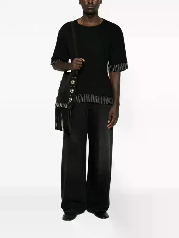ANN DEMEULEMEESTER Striped-trim Rear-tie T-shirt